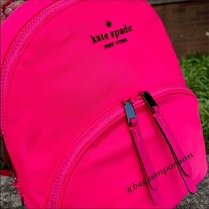 kate spade | Bags | Kate Spade Neon Pink Nylon Md Backpack Wallet Set ...